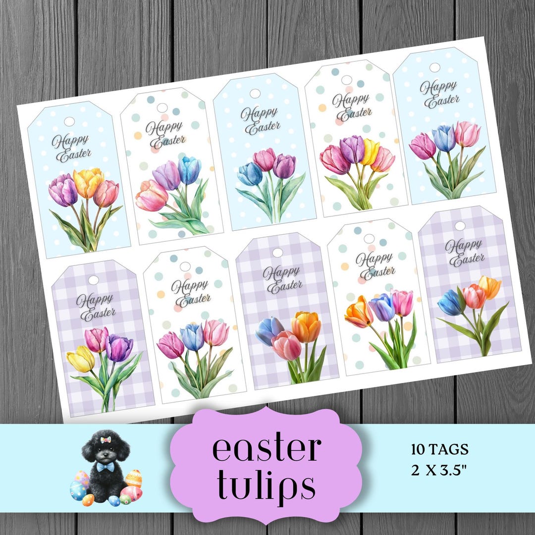 Easter Tulips Gift Tags, Instant Download, Printable Floral - Etsy
