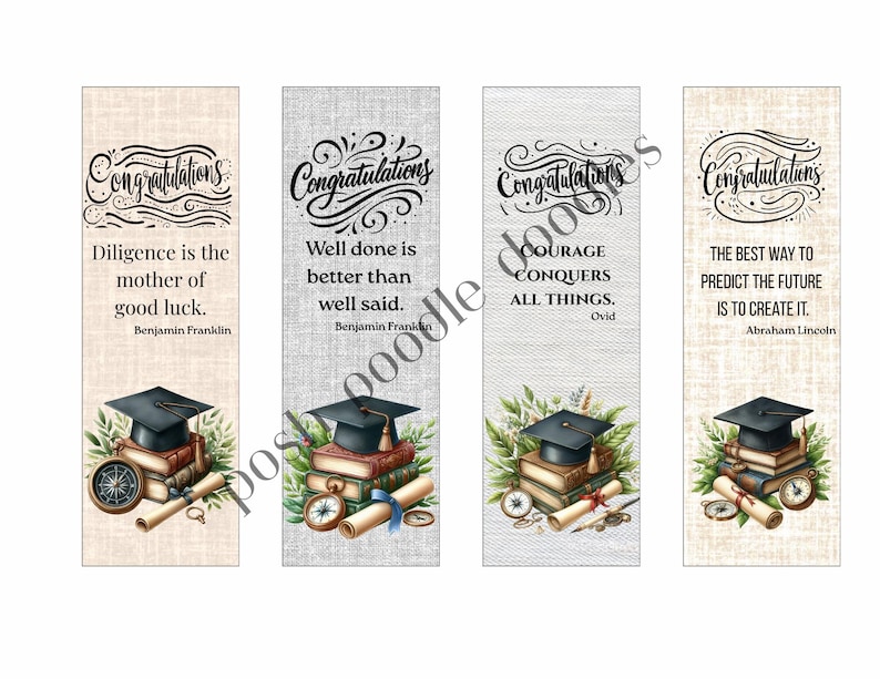 Graduation Bookmarks Printable, Inspirational Quotes, Compass, Books ...