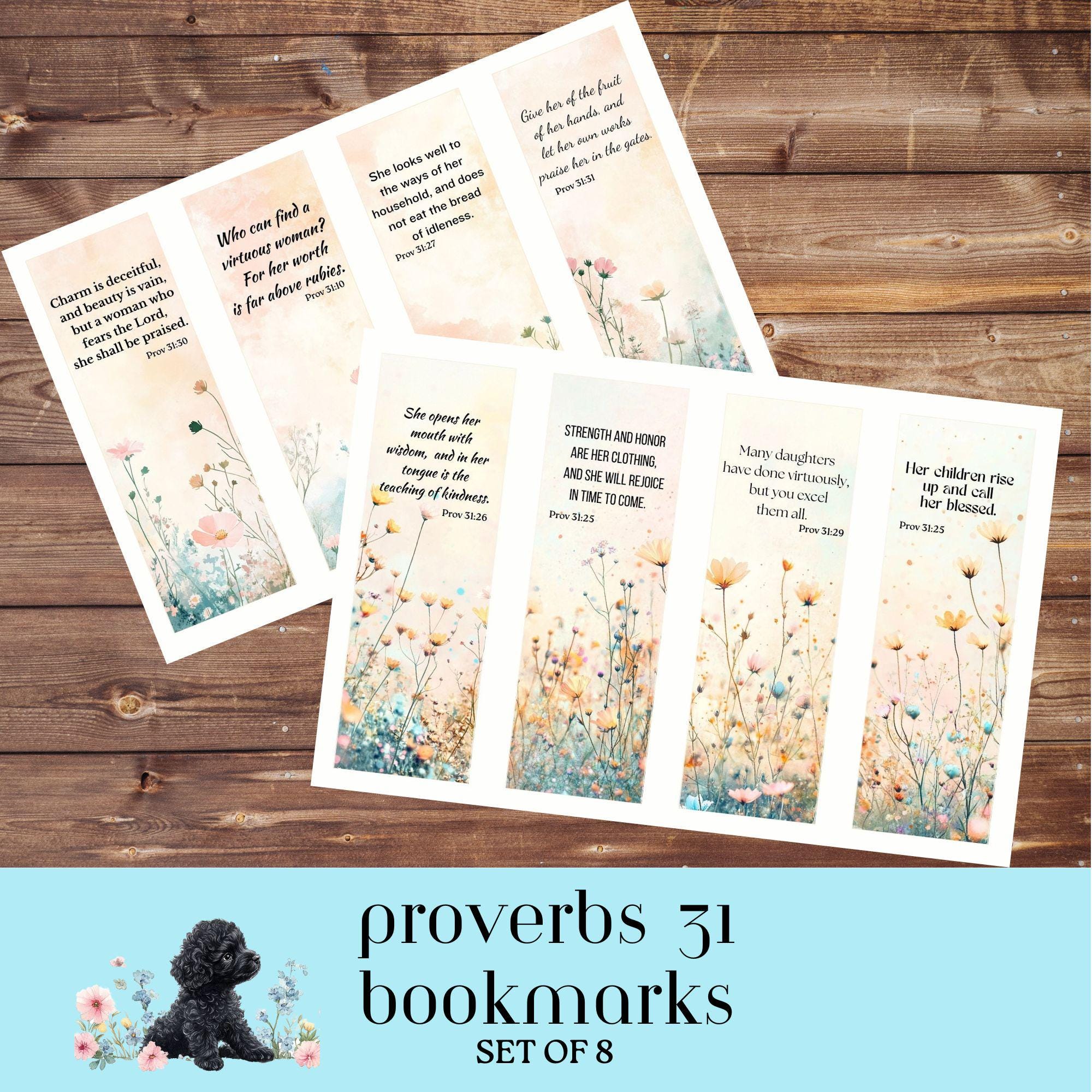 Proverbs 31 Bookmarks, Bible Verses, Digital Bookmarks, Printable Bookmarks, Inspirational ...