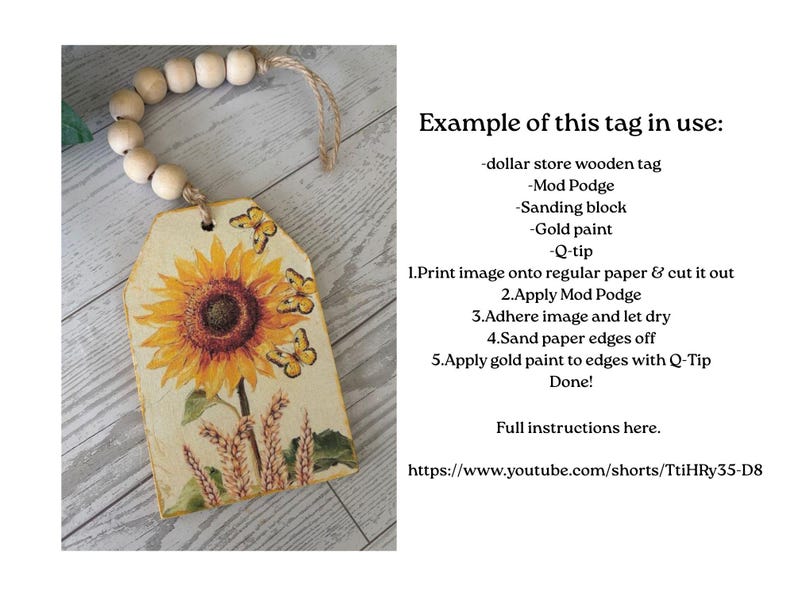 Sunflower Rustic Farmhouse Printable Gift Tags, Bees, Corn and Wheat ...