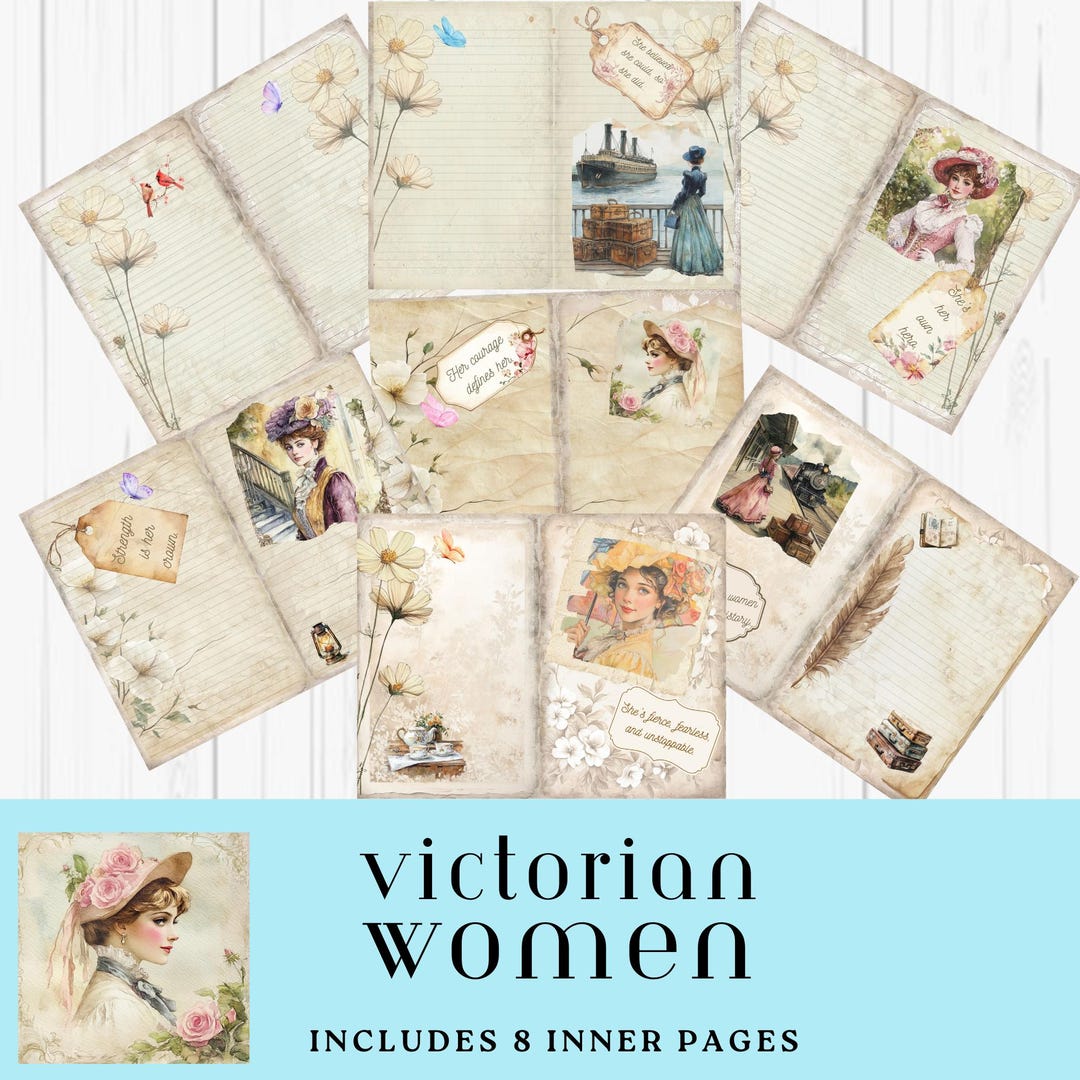 Victorian Women Empowerment Junk Journal, Eight Inner Pages, Foldable ...