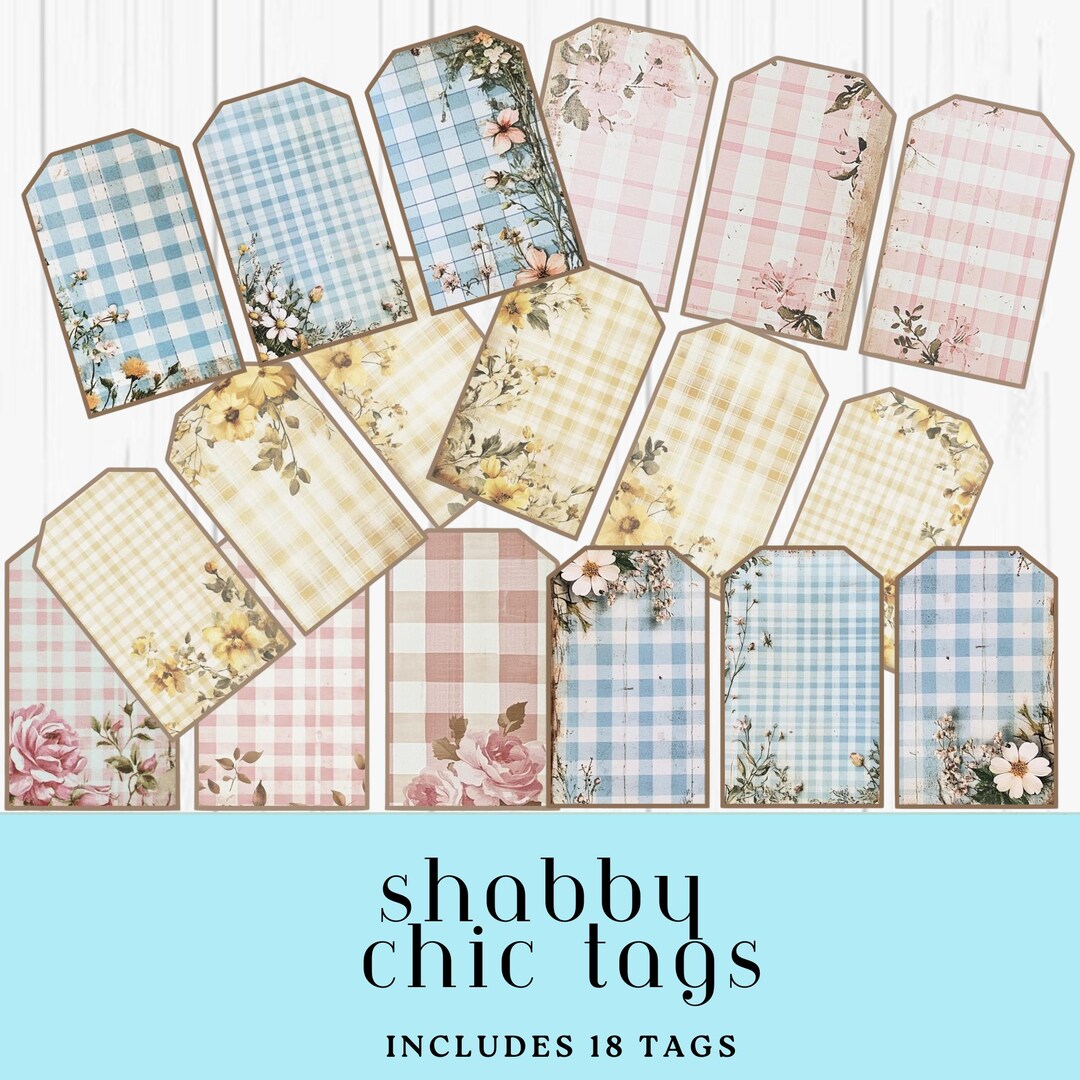 Blank Gingham Tags, Rustic Tags, 2.5" X 4" Printable, Shabby Chic Tags ...