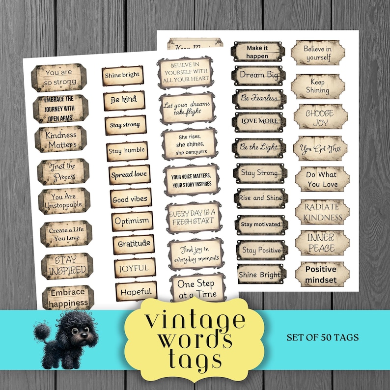 Vintage Encouragement Tags, Motivational Quotes, Junk Journal Words ...