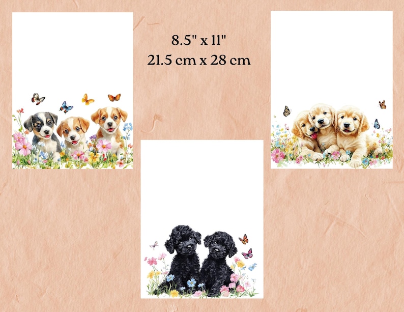 Puppy Stationery Set, Dog Letter Writing Papers, Lined and Unlined, Pet ...