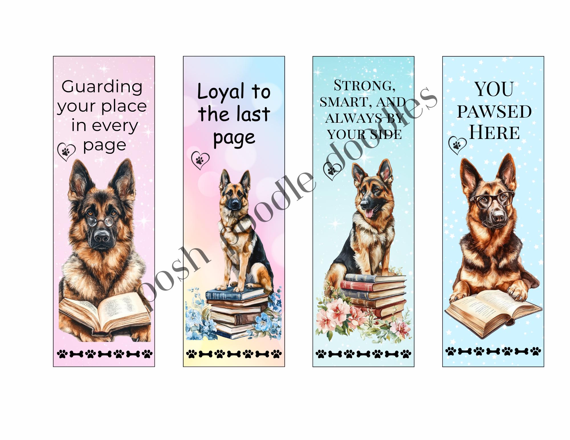 German Shepherd Dog Bookmarks, Pup Lover, Teacher Gift, Instant ...