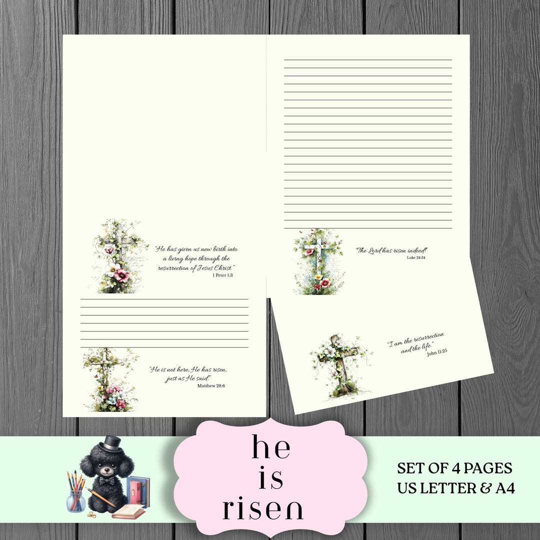 Easter Christian Stationery Printable, Bible Verse Writing Paper, Lined ...