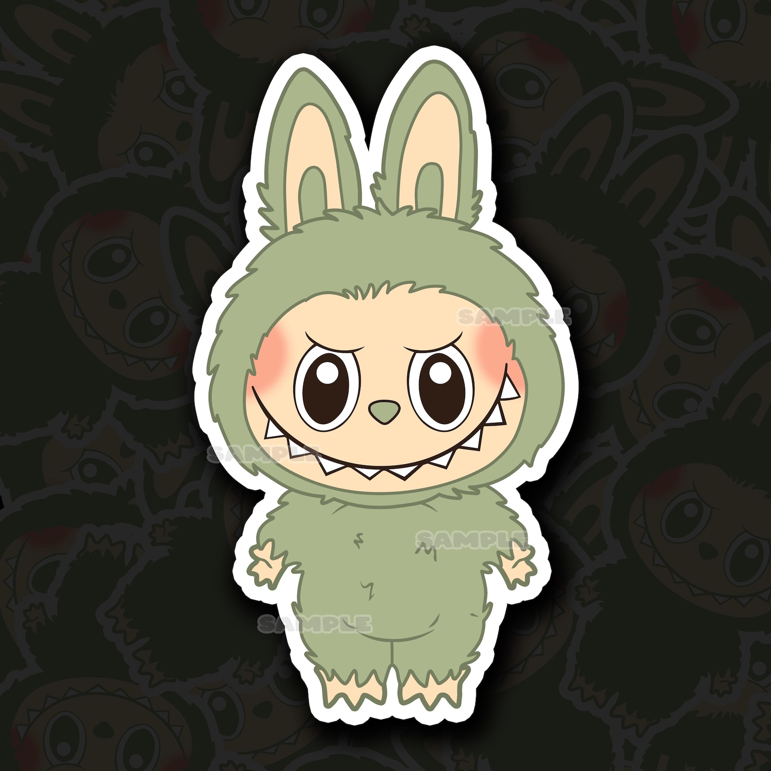 4 Inch. Green Grape Labubu Sticker , Little Monsters Stickers, Custom ...