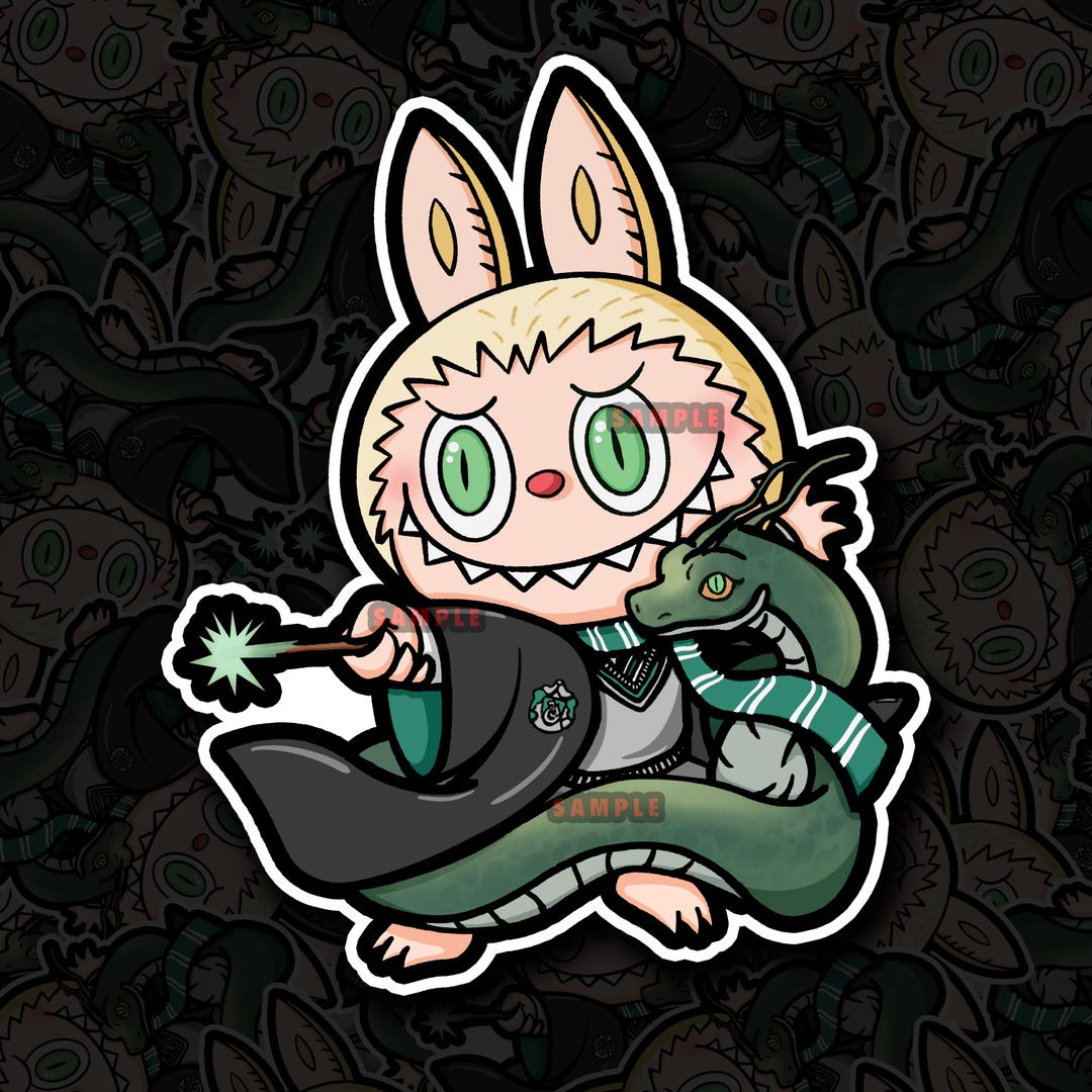 4 Inch. Harry Potter Slytherin Labubu Sticker , Little Monsters ...