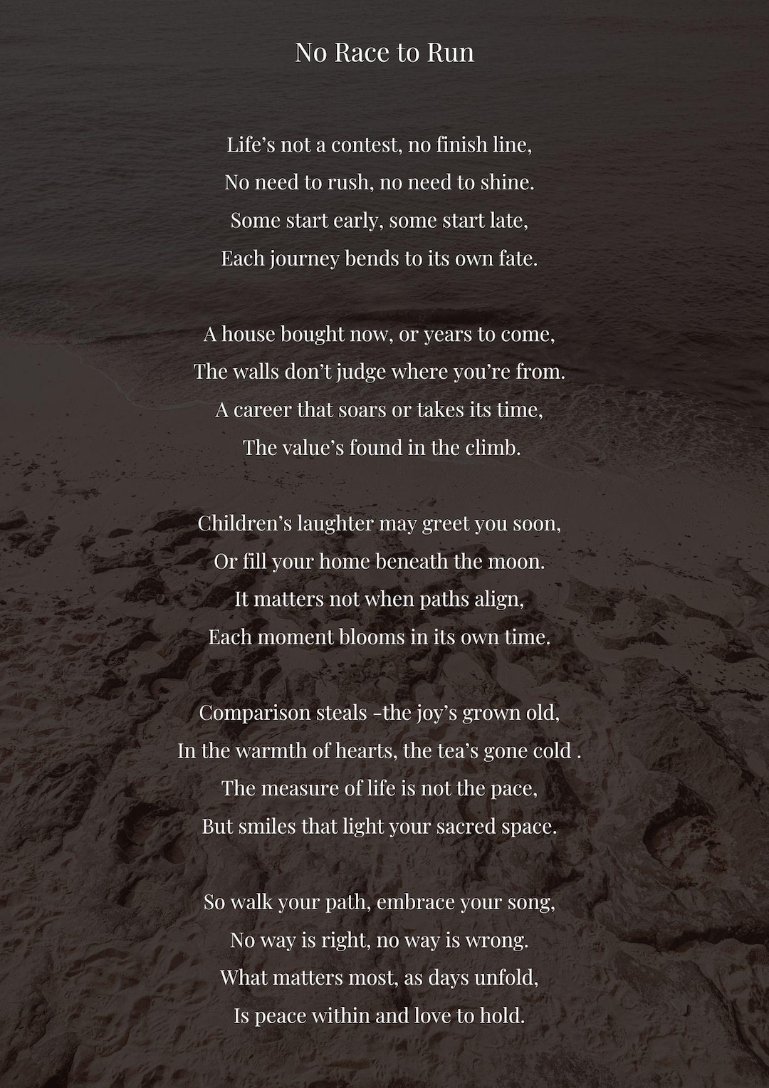 Encouraging Poem Reminder- No Race to Run - Etsy