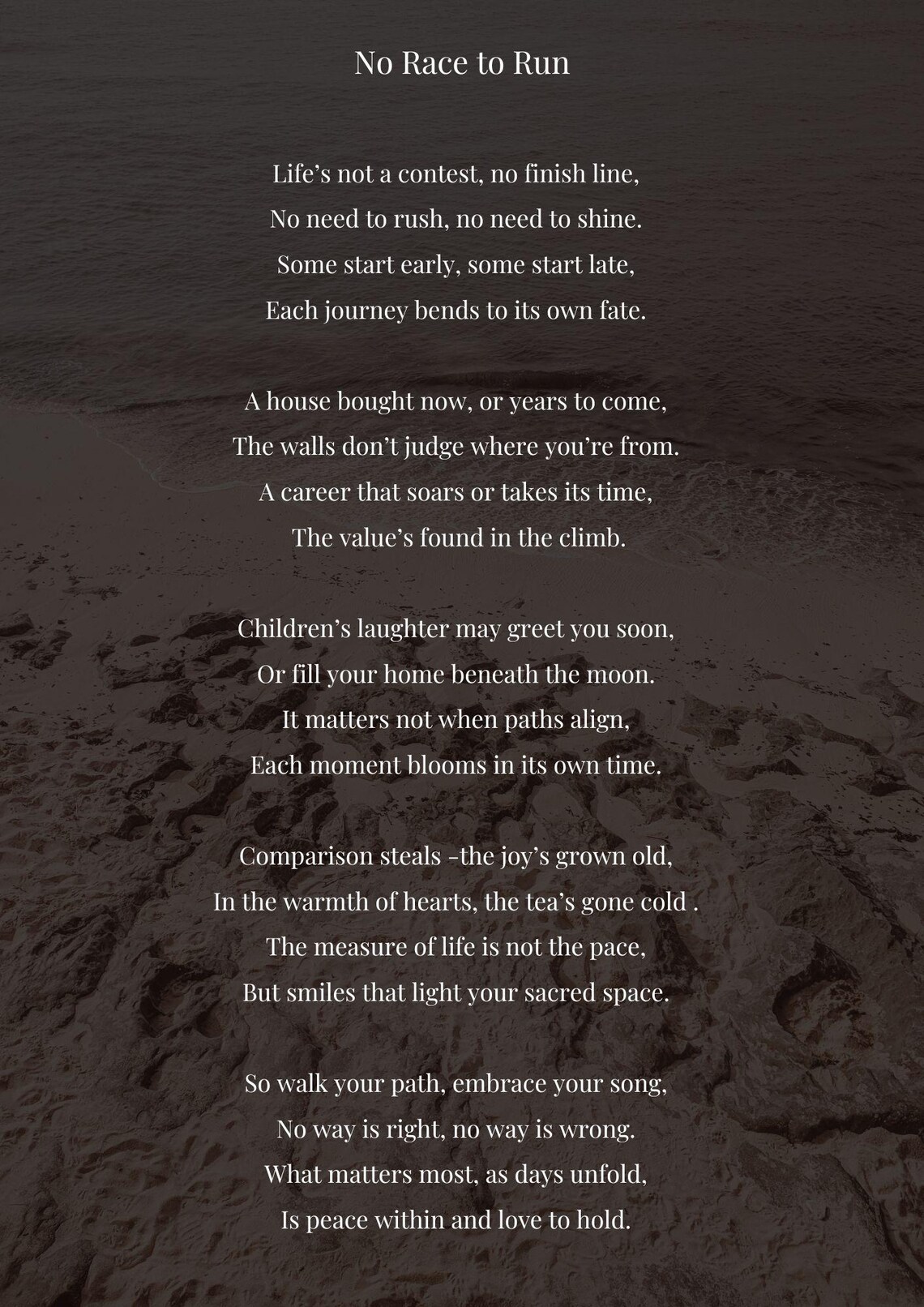Encouraging Poem Reminder- No Race to Run - Etsy