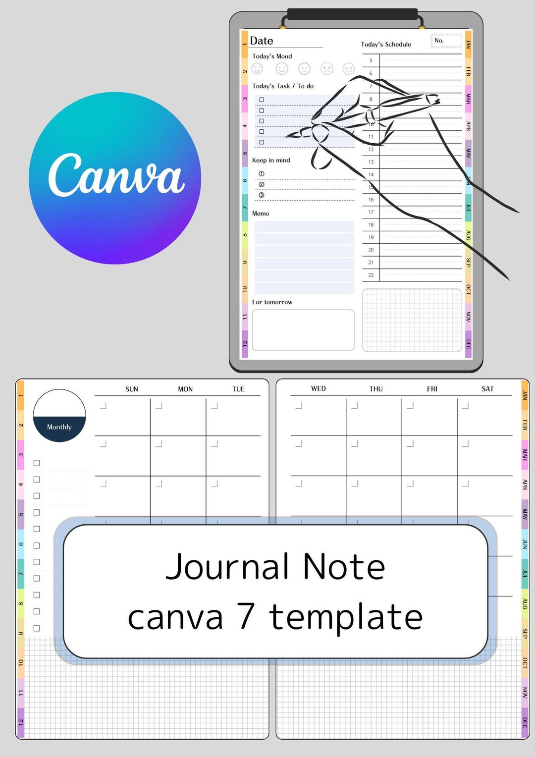 Canva Template A5 Journal Note - Etsy