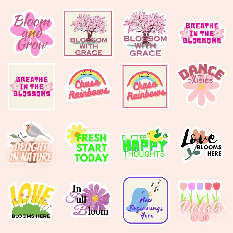 Spring Vibes 47 PNG Clipart & Sticker Bundle Commercial Use Graphics ...