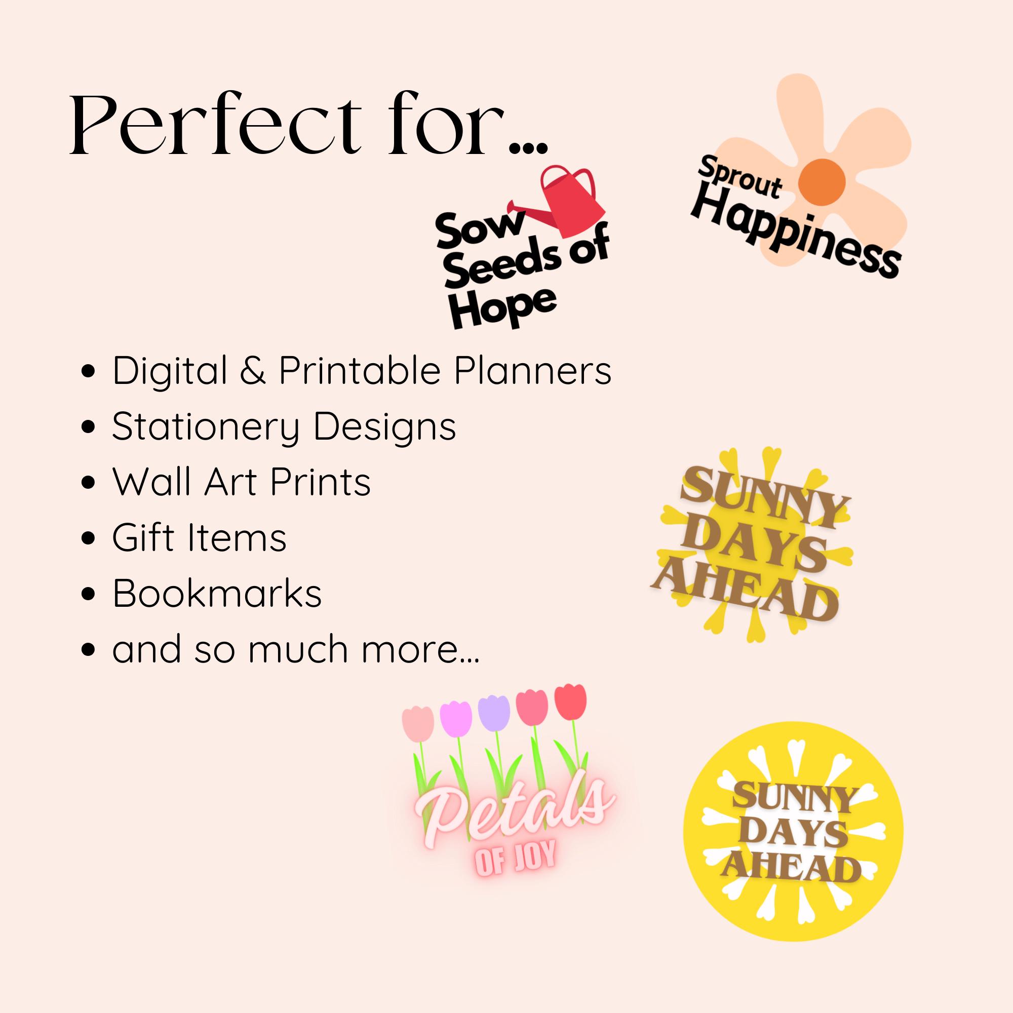 Spring Vibes 47 PNG Clipart & Sticker Bundle Commercial Use Graphics ...