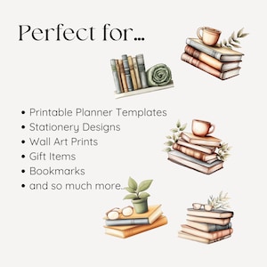 Cottagecore Books Watercolor Clipart Bundle Reading Clipart PNG Book ...