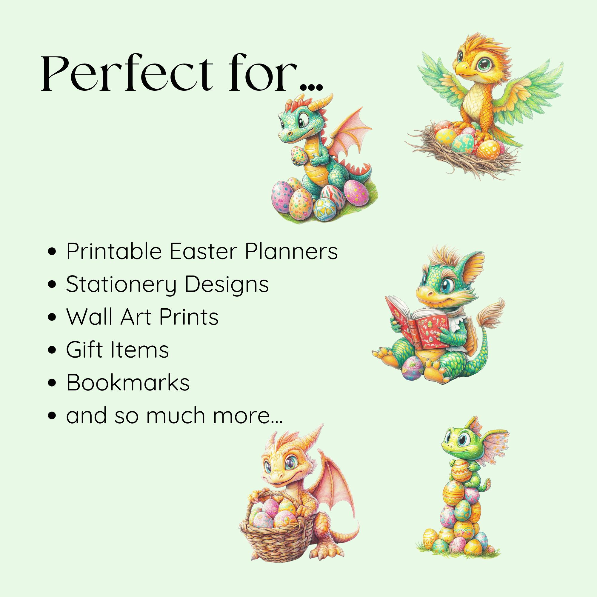 Easter Dragons PNG Clipart Bundle Commercial Use Graphics, Cute Dragons ...