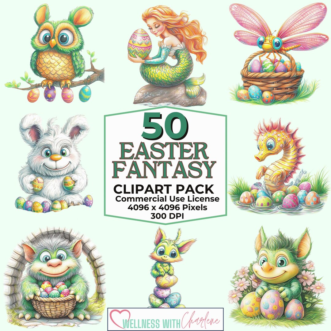 Easter Fantasy Clipart PNG Bundle Commercial Use Graphics, Custom ...