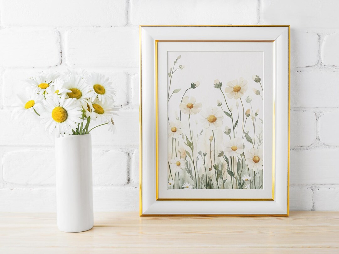 Chamomile Watercolor Botanical Prints Set | Boho Wall Art Decor | 5 ...
