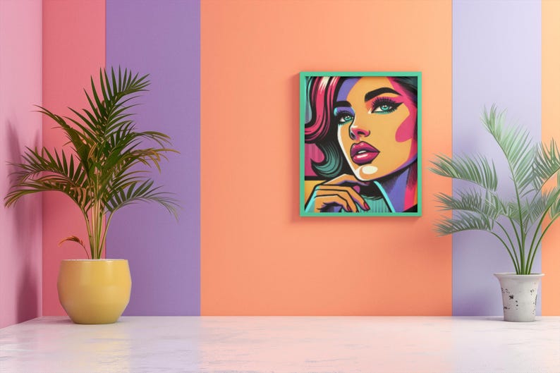 Vibrant Pop Art Glamour Portrait: Digital Download for Modern Home ...