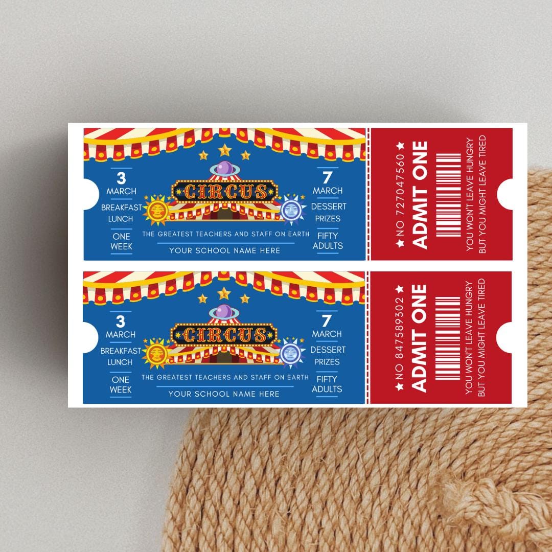 Teacher Appreciation Week Tags | Circus Theme Welcome Bag Labels ...