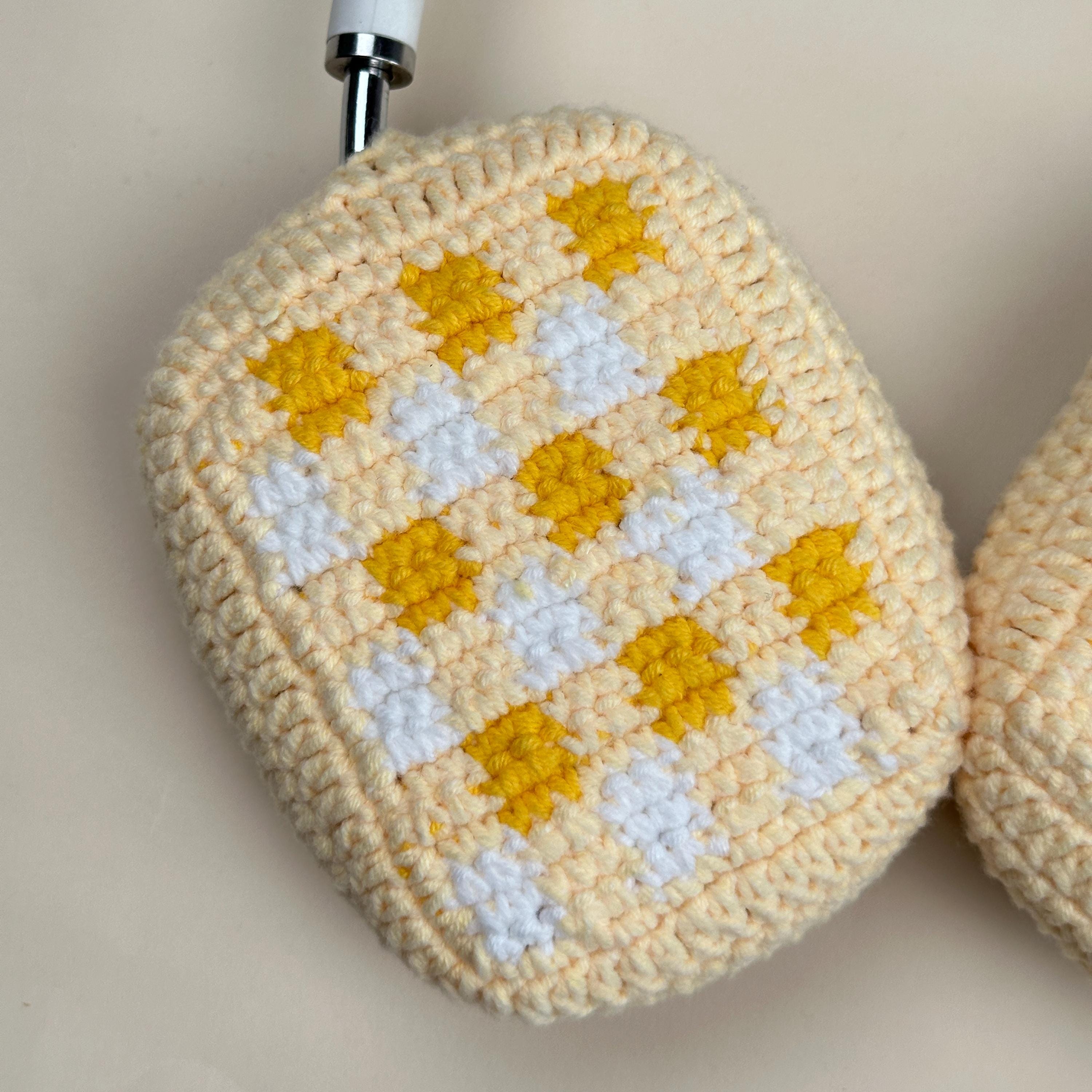 Yellow Checkerboard Granny Square Airpods Max Headphone Covers |crochet ...
