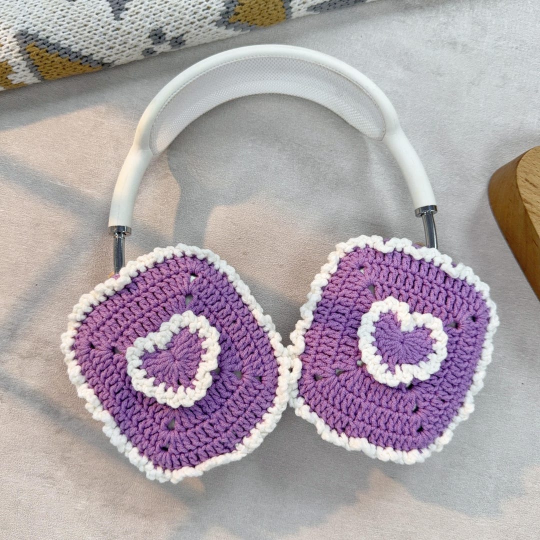 Purple Heart Granny Square Airpods Max Headphone Covers | Crochet ...
