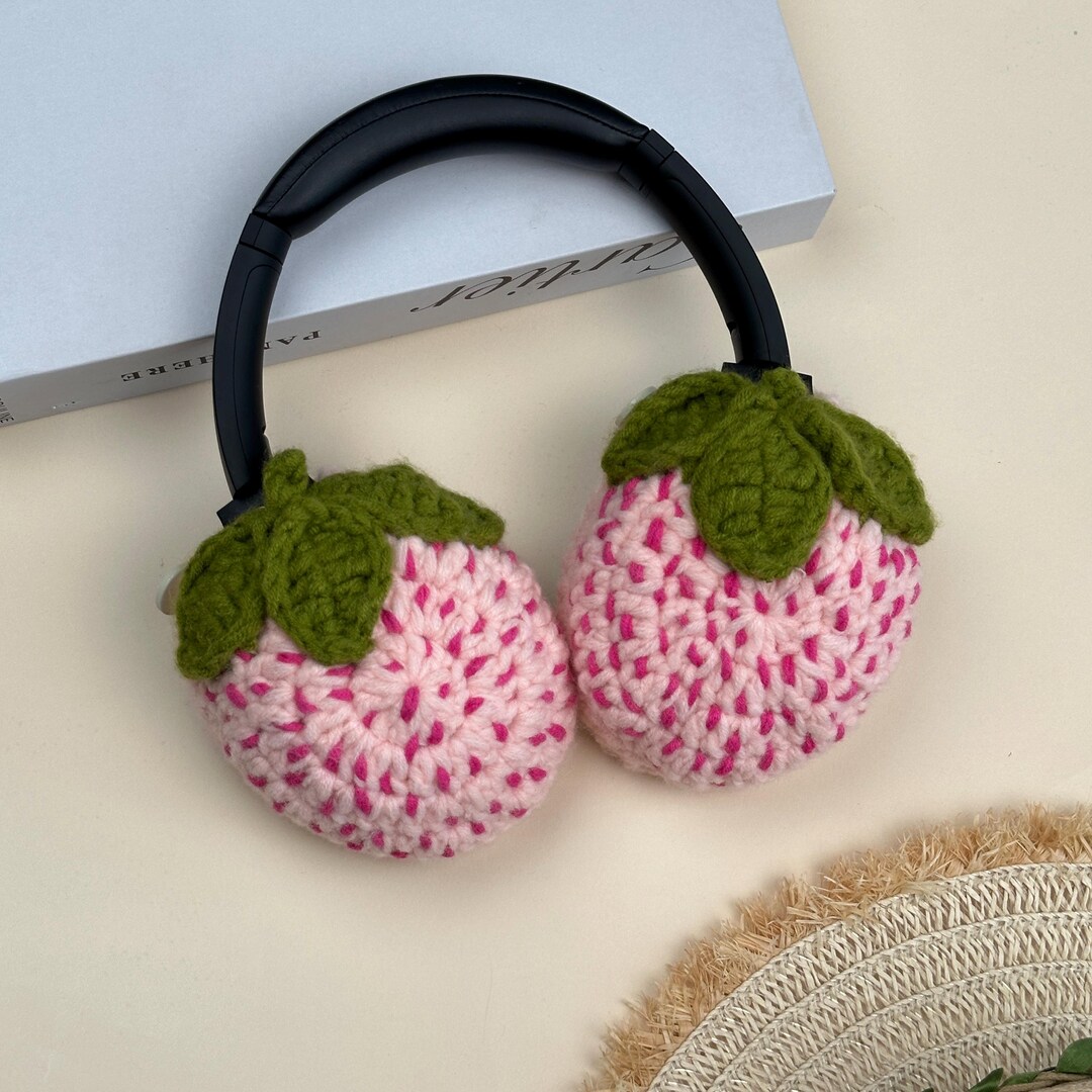 Pink Strawberry Design Airpods Max Headphone Covers |crochet Airpods ...