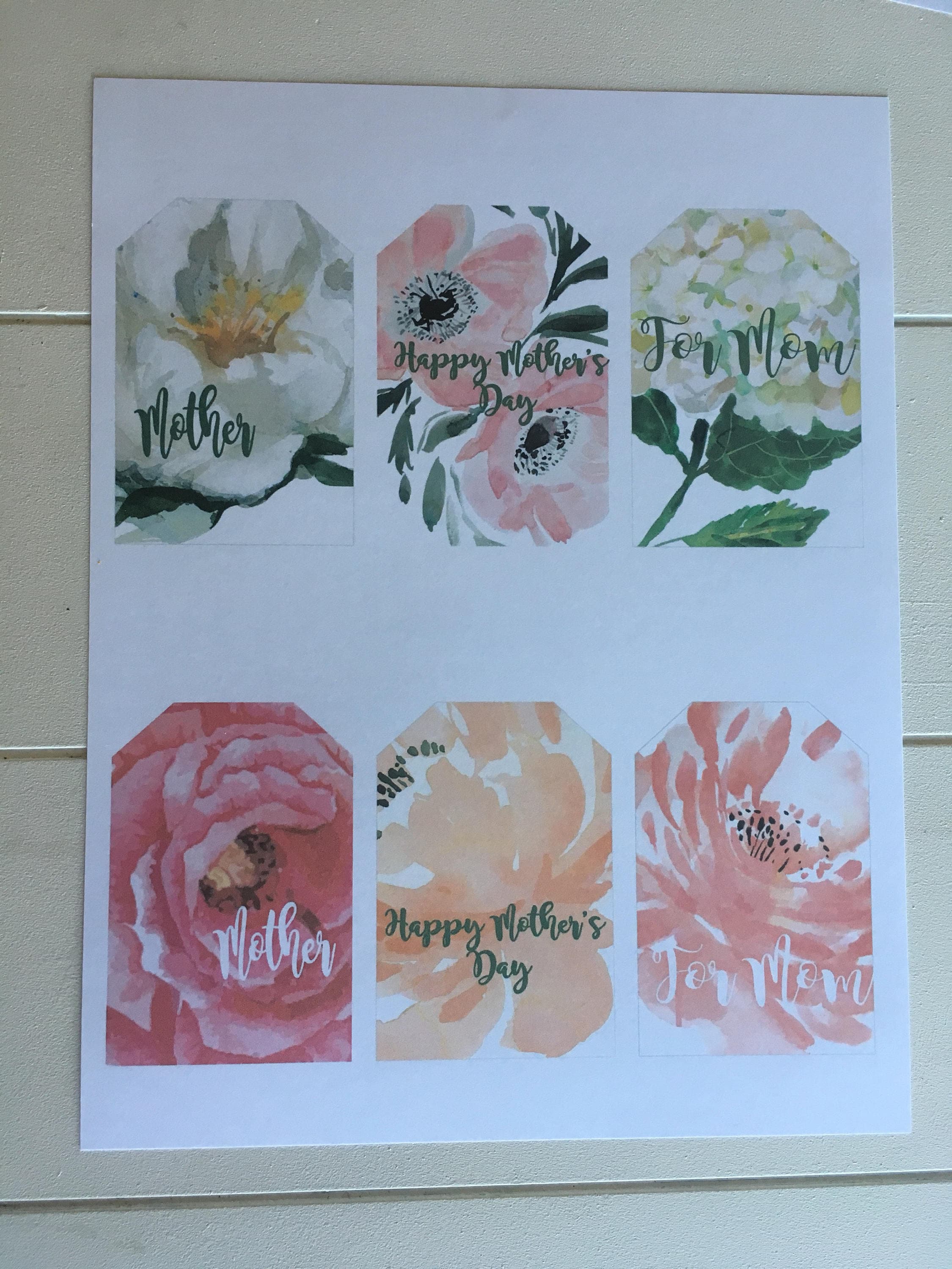 Mother's Day Printable Gift Tags Floral Happy - Etsy