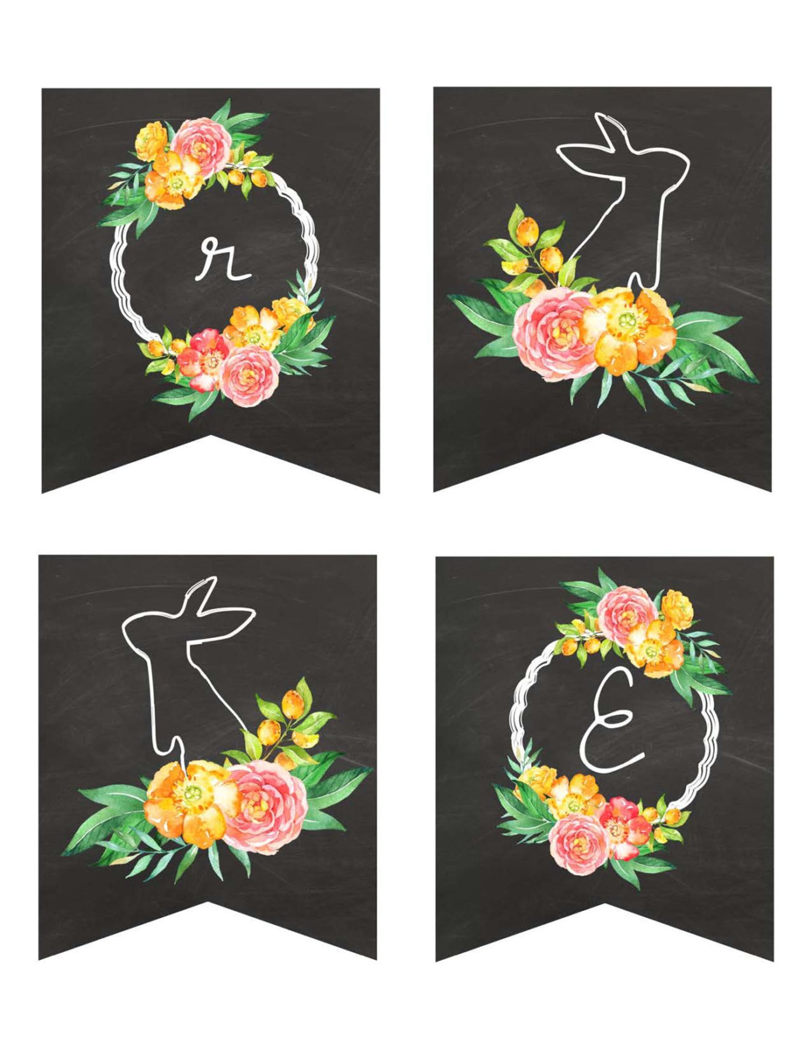 Easter Bunny Banner Easter Printable Banner Chalkboard - Etsy