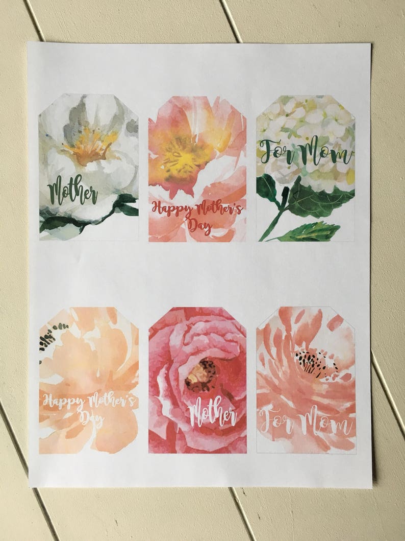 Mother's Day Printable Gift Tags, Floral Happy Mother's Day Gift Tags ...