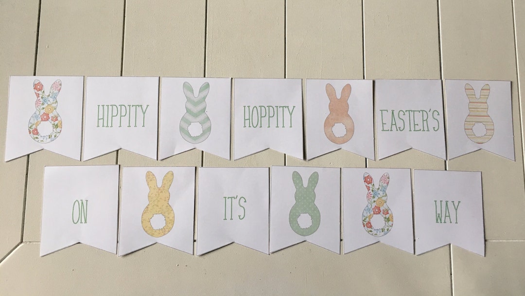 Hippity Hoppity Easter Bunny Banner, Spring Decor (digital Download) - Etsy