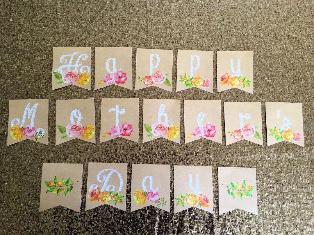 Mother's Day Printable, Floral Happy Mother's Day Banner, Happy Mother ...