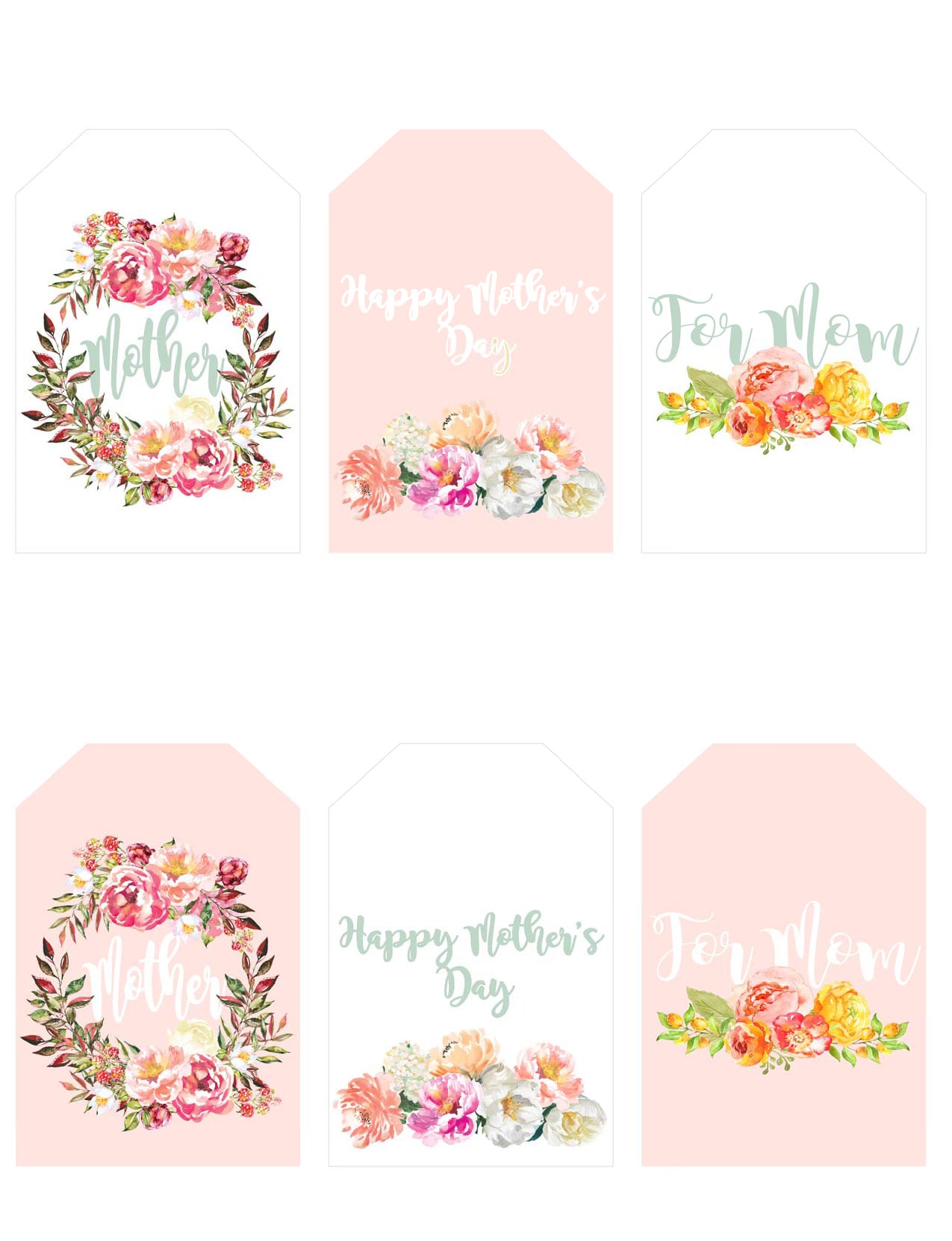 Mother's Day Printable Gift Tags, Floral Happy Mother's Day Gift Tags ...