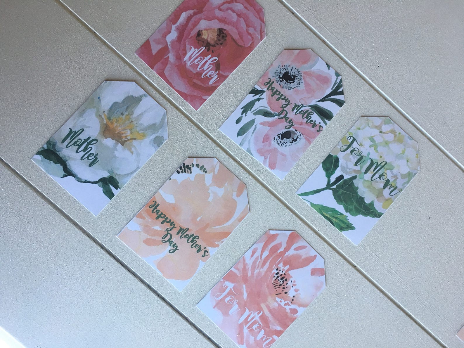 Mother's Day Printable Gift Tags Floral Happy - Etsy