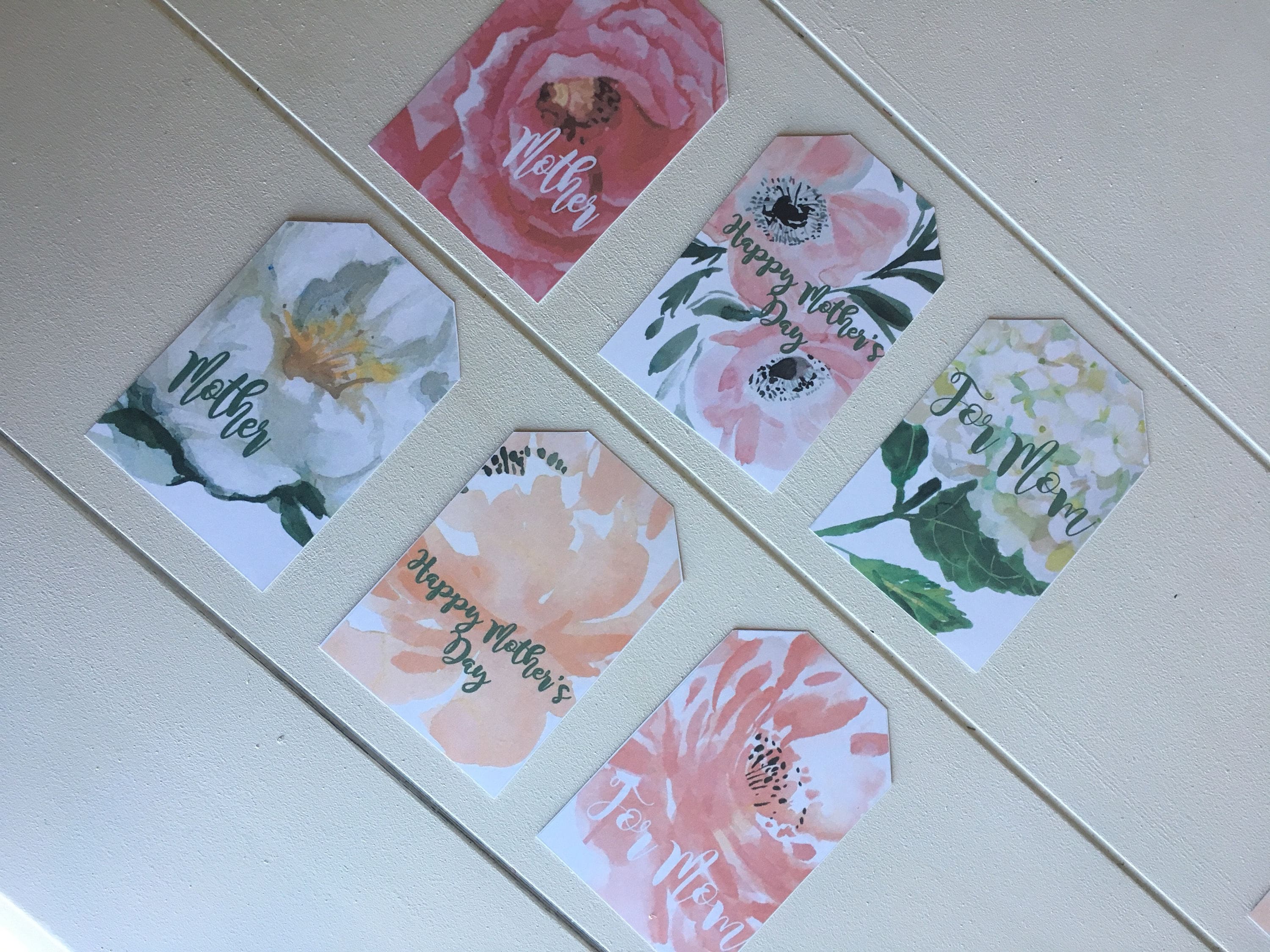 Mother's Day Printable Gift Tags Floral Happy - Etsy