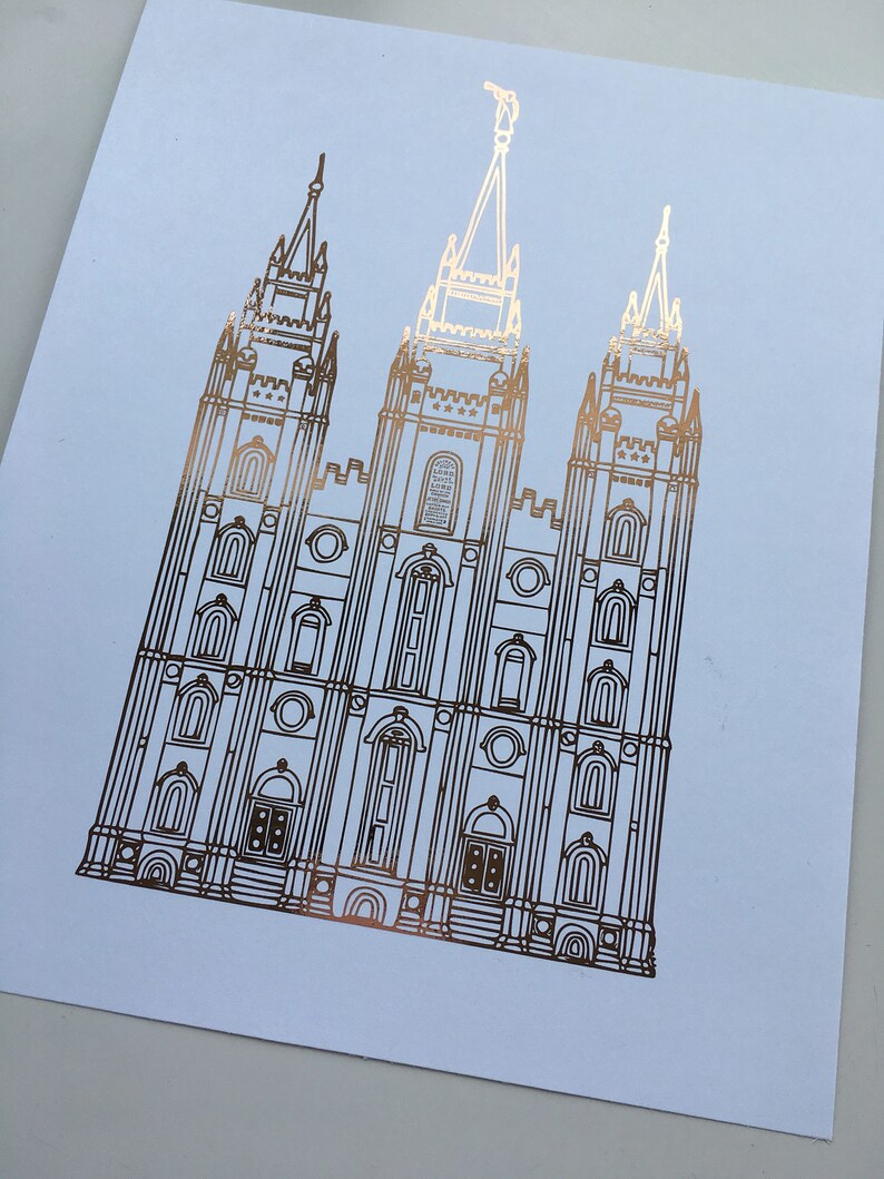Salt Lake City Utah LDS Temple Gold Foil LDS Temple SLC | Etsy