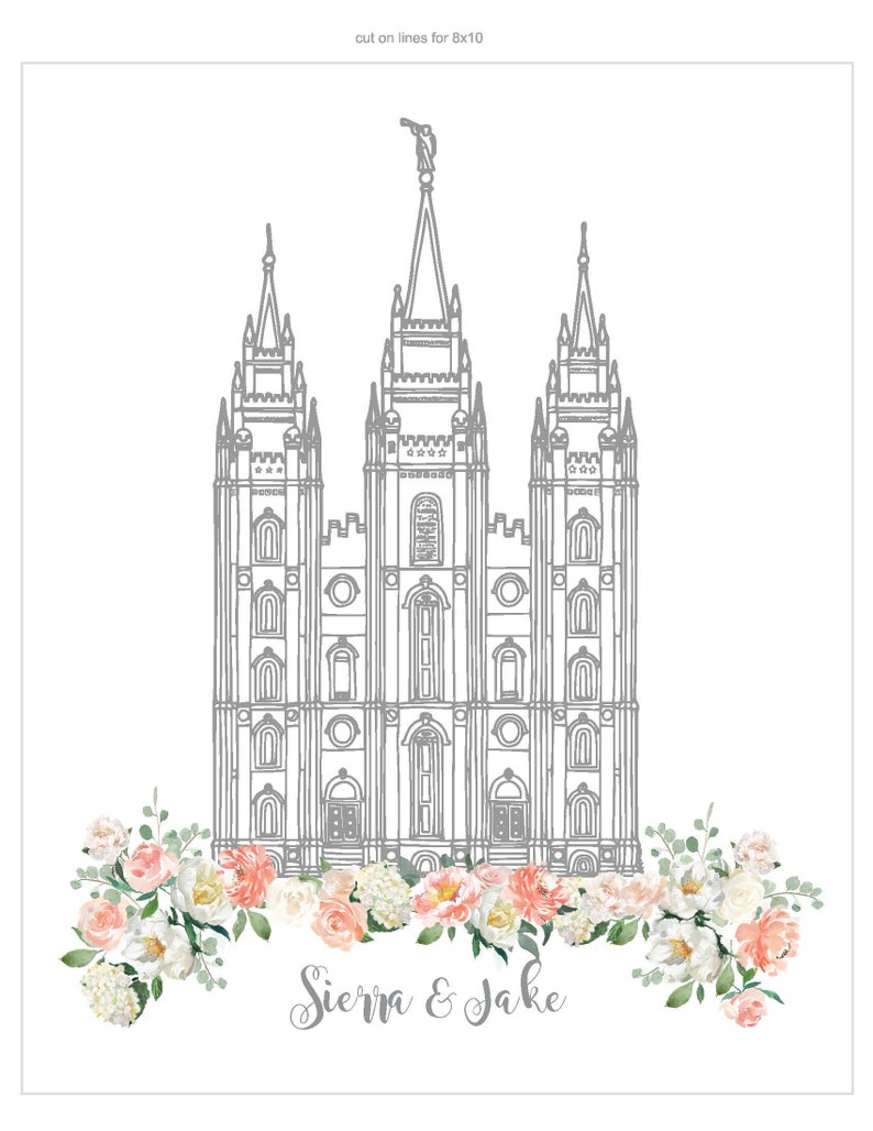 Floral Salt Lake City LDS Temple Print, Editable PDF - Etsy