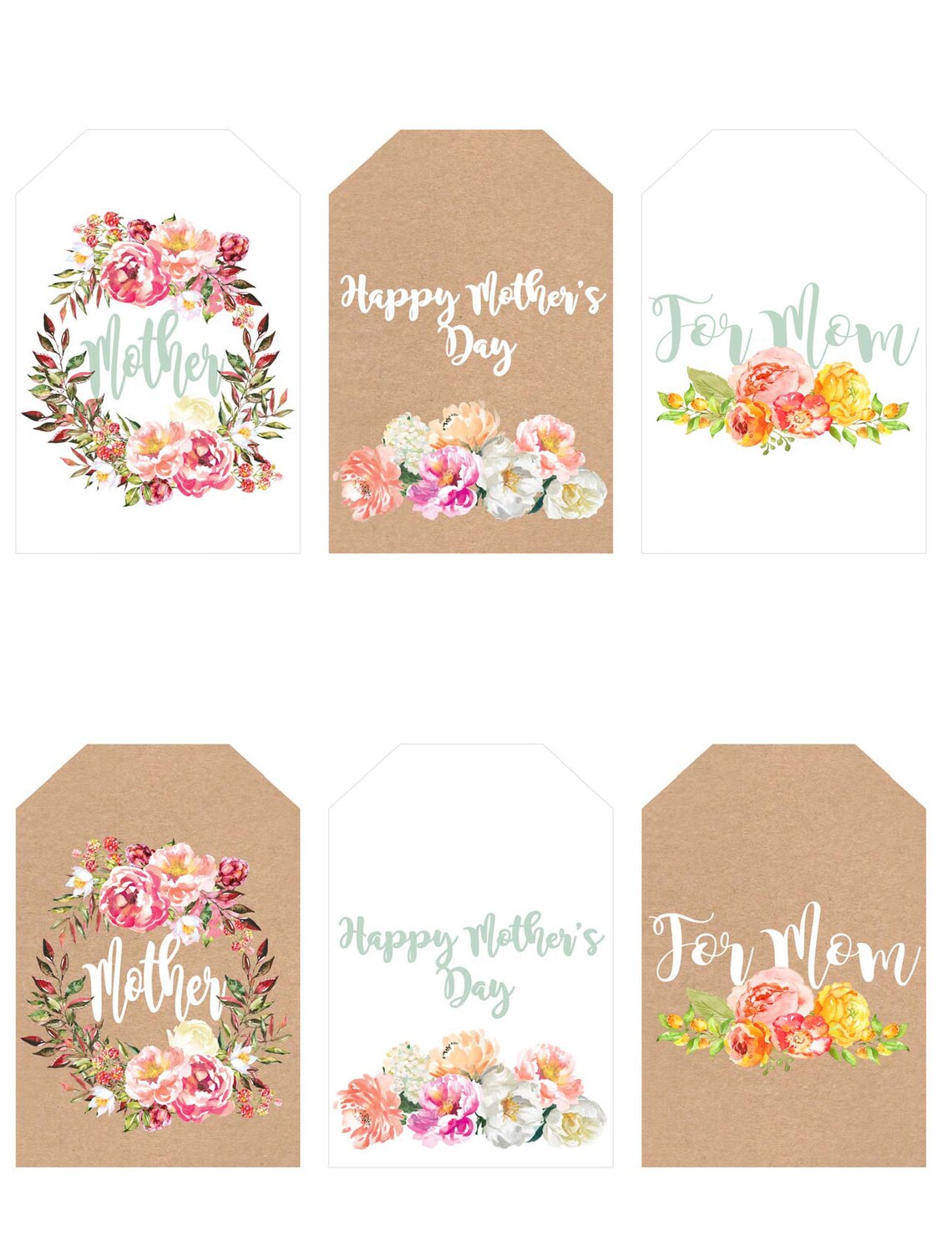 Mother's Day Printable Gift Tags Floral Happy | Etsy