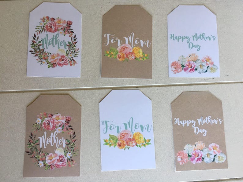 Mother's Day Printable Gift Tags, Floral Happy Mother's Day Gift Tags ...
