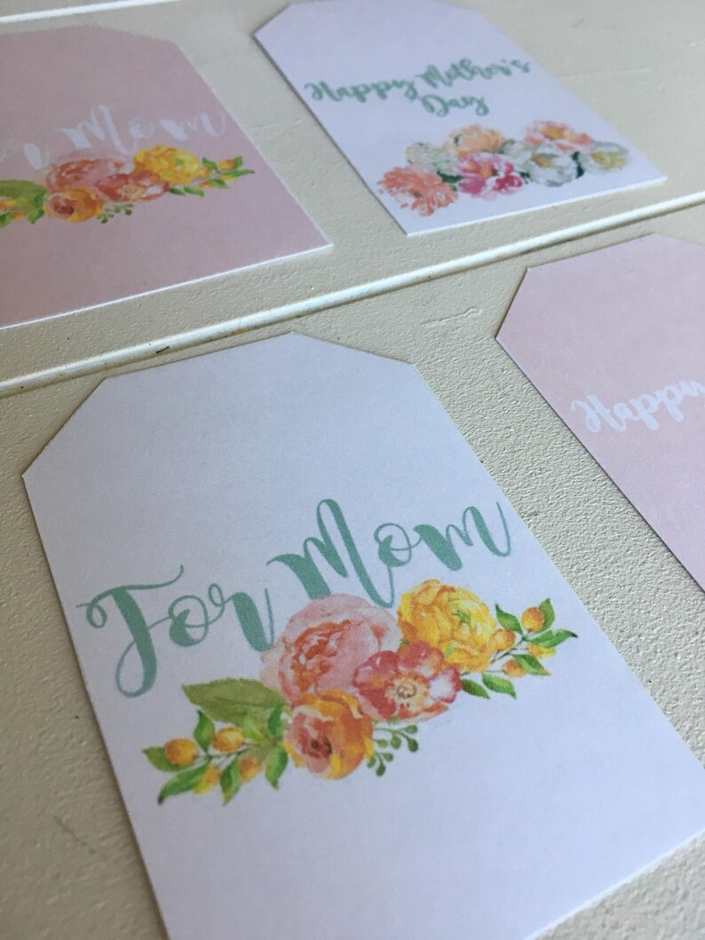 Mother's Day Printable Gift Tags, Floral Happy Mother's Day Gift Tags ...