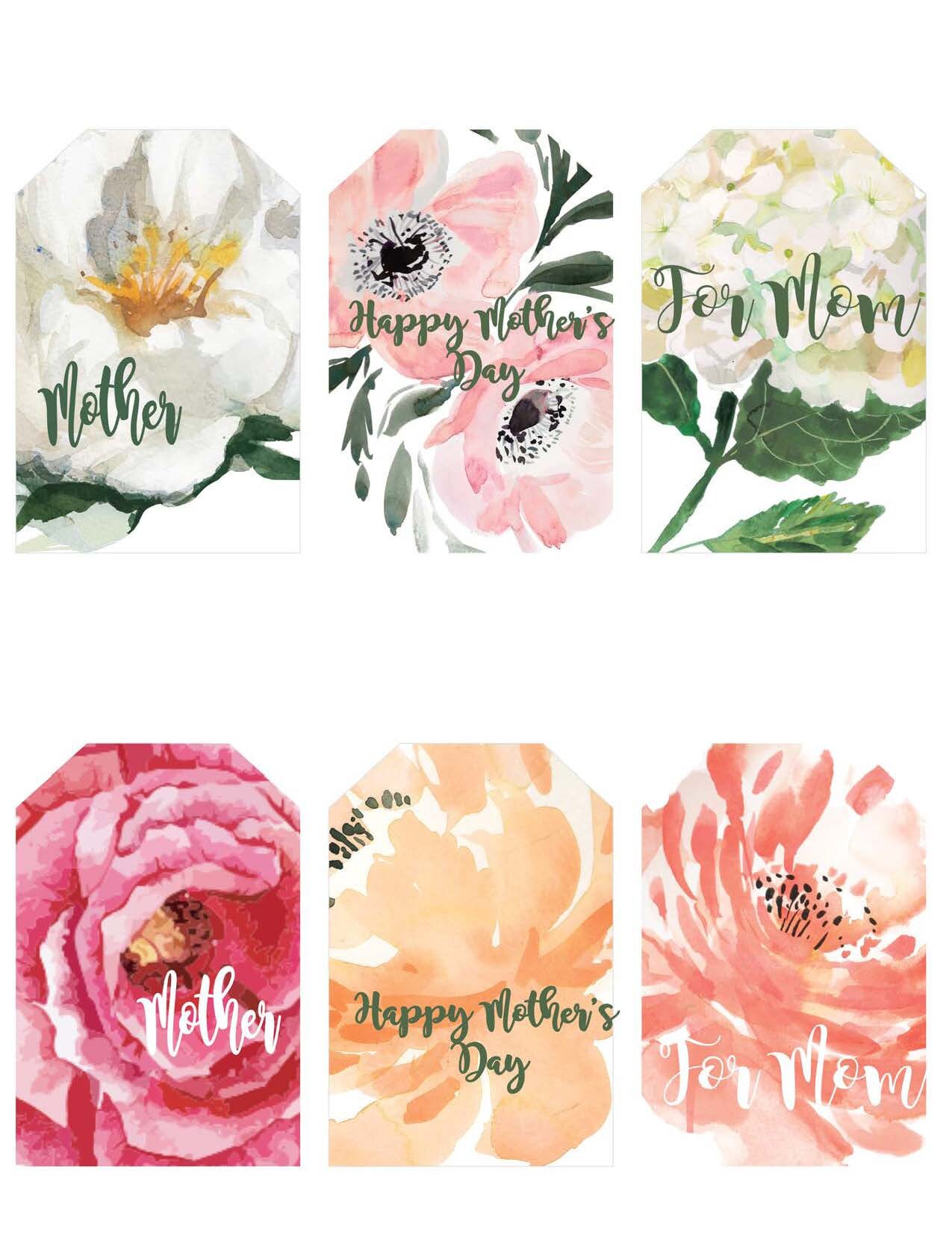 Mother's Day Printable Gift Tags Floral Happy - Etsy