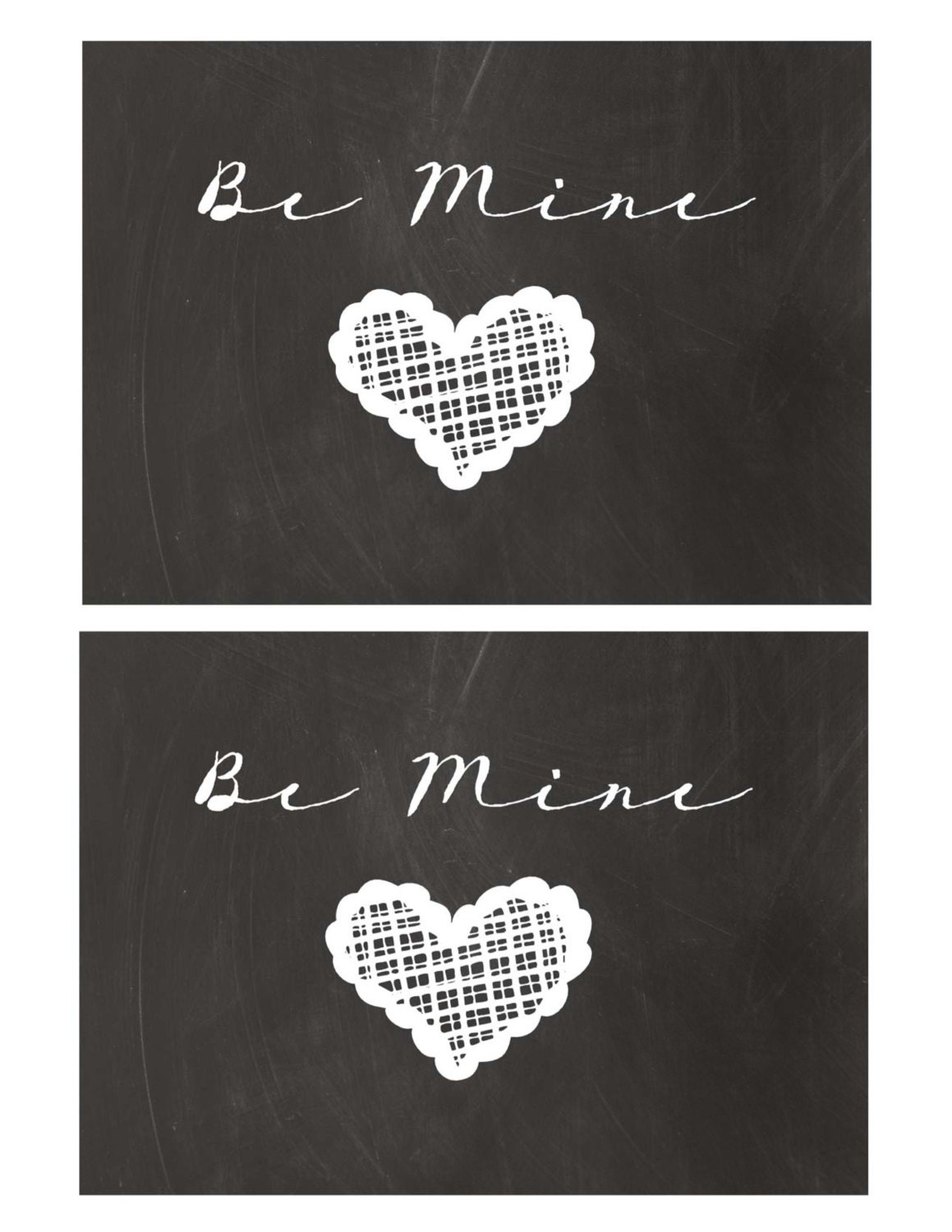 DIY "be Mine" Valentine PDF Printable {1, 8x10 & 2, 5x7} - Etsy