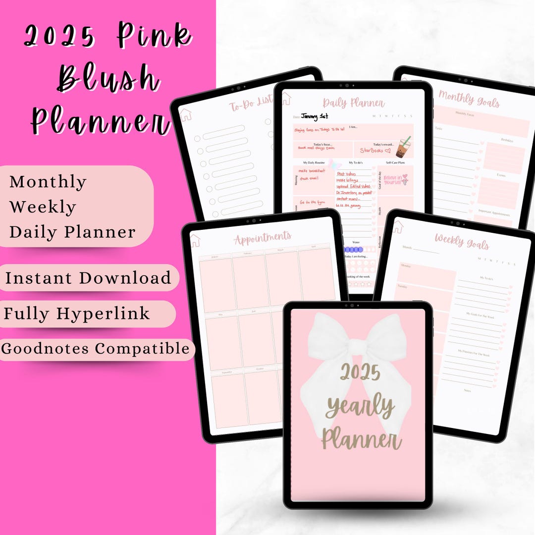 PLR 2025 Pink Blush Planner (goodnotes, Undated Planner, MRR Planner ...