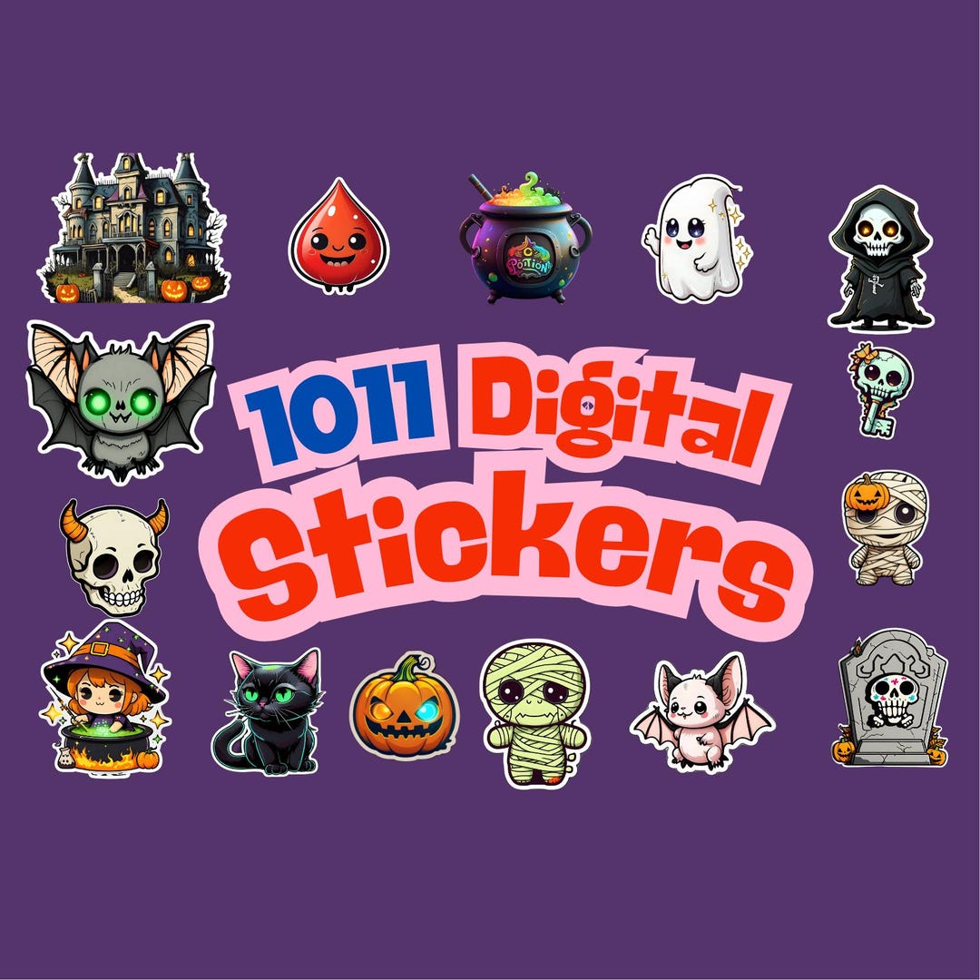 1010 Halloween Digital Stickers, Planner Cat Stickers (PNG, PDF) - Etsy