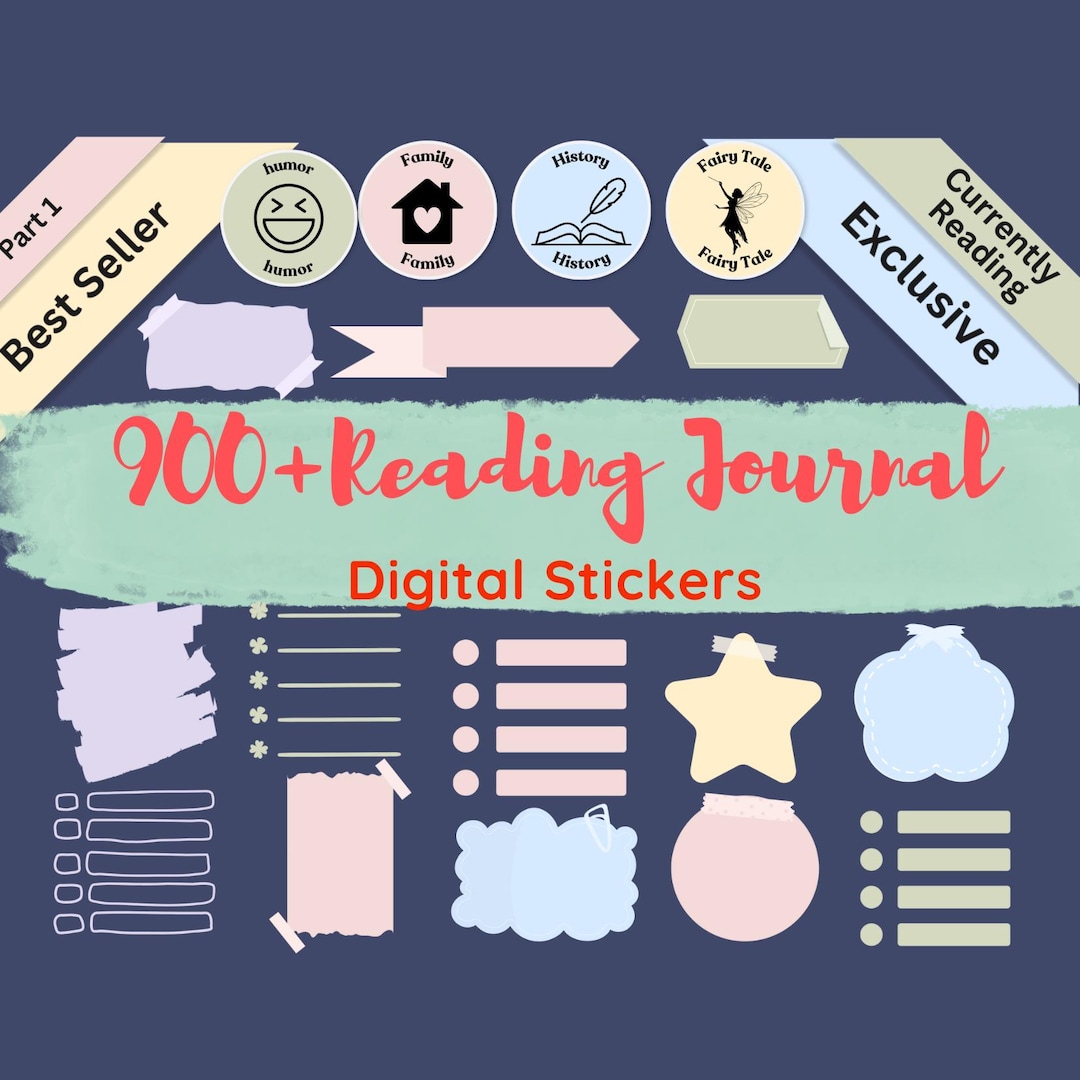 900+ Reading Journal Stickers, Goodnotes, Digital Planner (digital ...