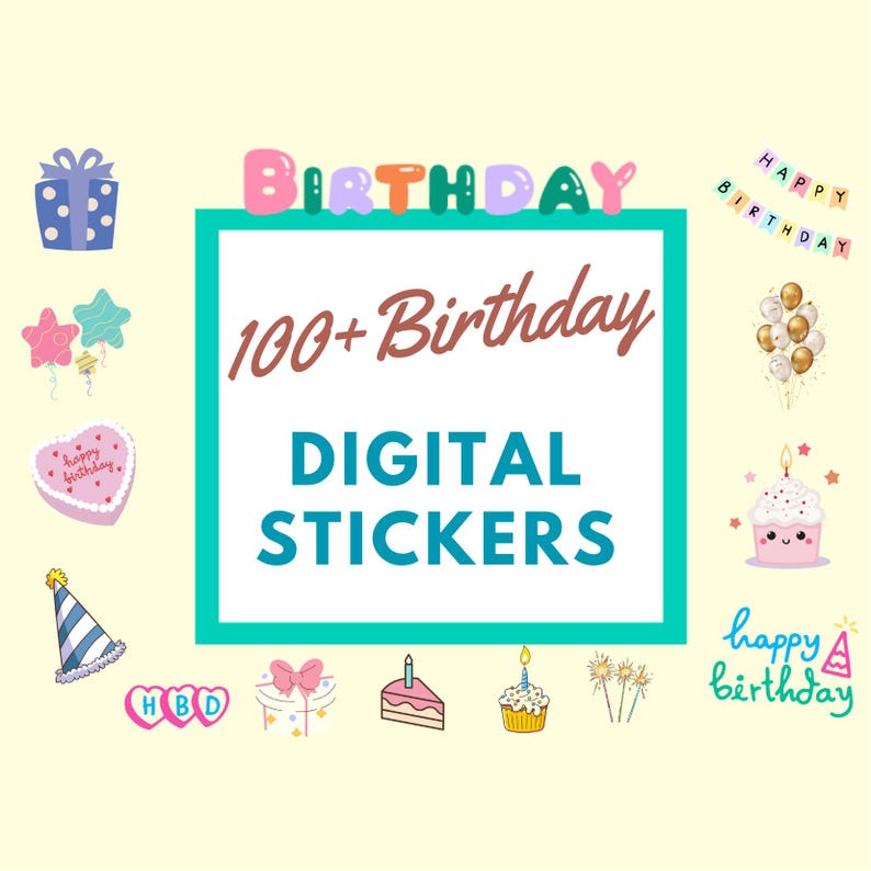100+ Birthday Digital Stickers, Planner Decorations (PNG Stickers) - Etsy