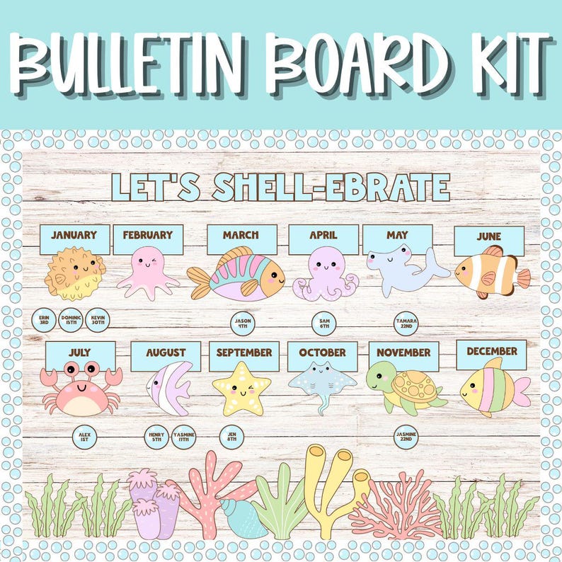 Shell-ebration Station & Let’s Shell-ebrate Bulletin Board Kit | Under ...
