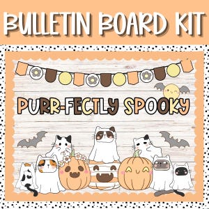 Halloween Bulletin Board Kit: Cat Ghosts, Bats & Pumpkins (digital ...