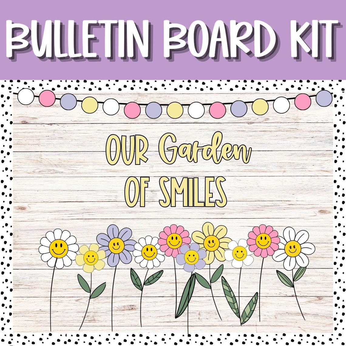 Smiley Face Flower Bulletin Board Kit: Classroom Photo Display (PDF) - Etsy