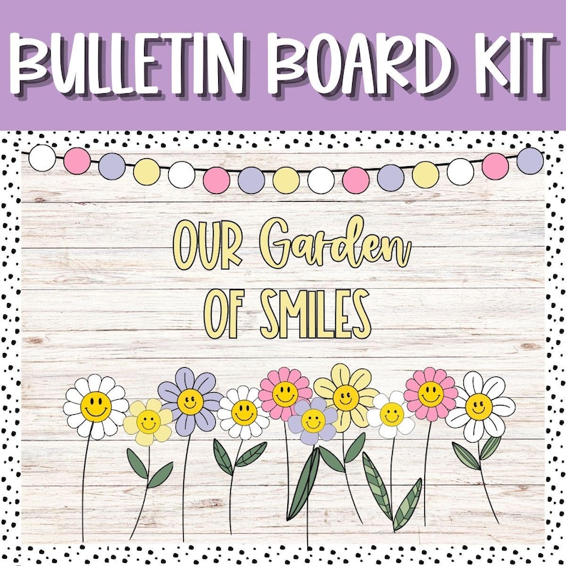 Smiley Face Flower Bulletin Board Kit: Classroom Photo Display (PDF) - Etsy