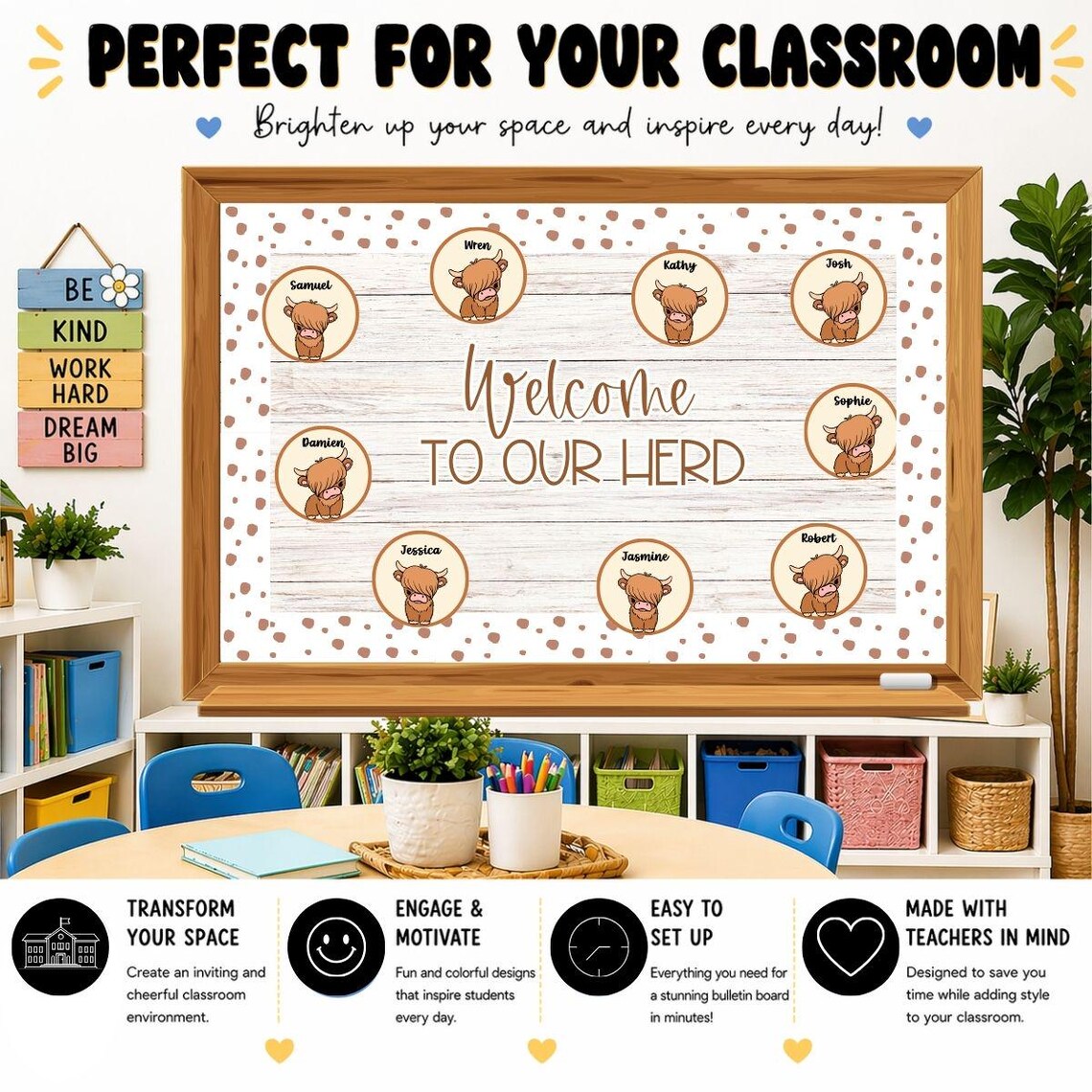 Highland Cow Welcome Bulletin Board Kit | “welcome to Our Herd ...